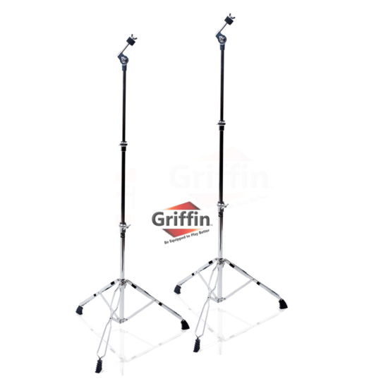 Straight Cymbal Stand (2 Pack) by Griffin | Double Braced Legs, Slip ...
