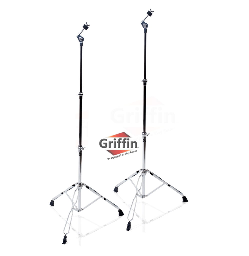 Straight Cymbal Stand (2 Pack) by Griffin | Double Braced Legs, Slip ...
