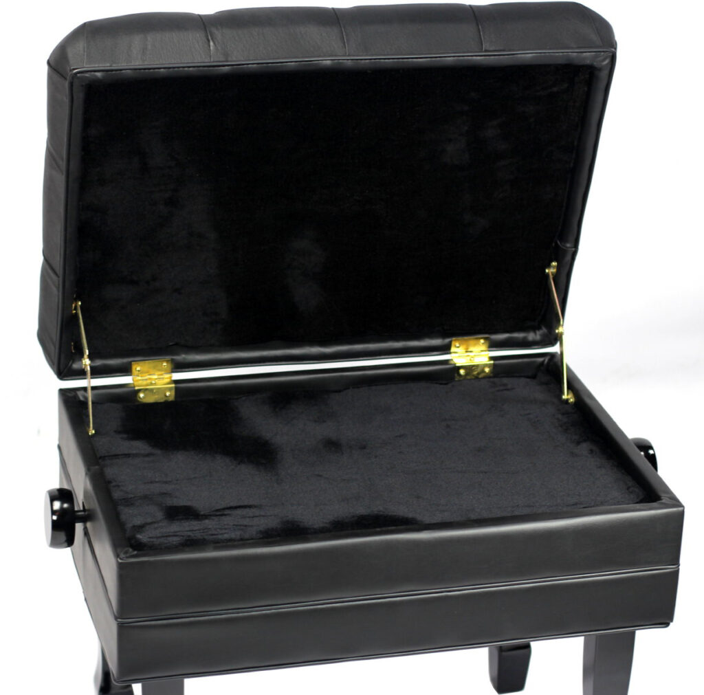 Genuine Leather Adjustable Piano Bench by Griffin – Black Solid Wood ...