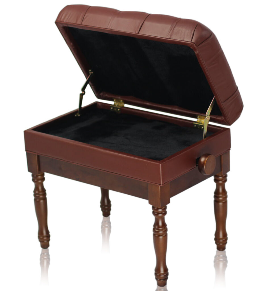 Genuine Leather Adjustable Piano Bench by Griffin – Brown Solid Wood ...
