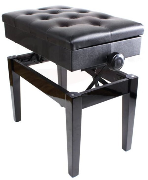 Premium Adjustable Antique Piano Bench By Griffin – Black Solid Wood ...